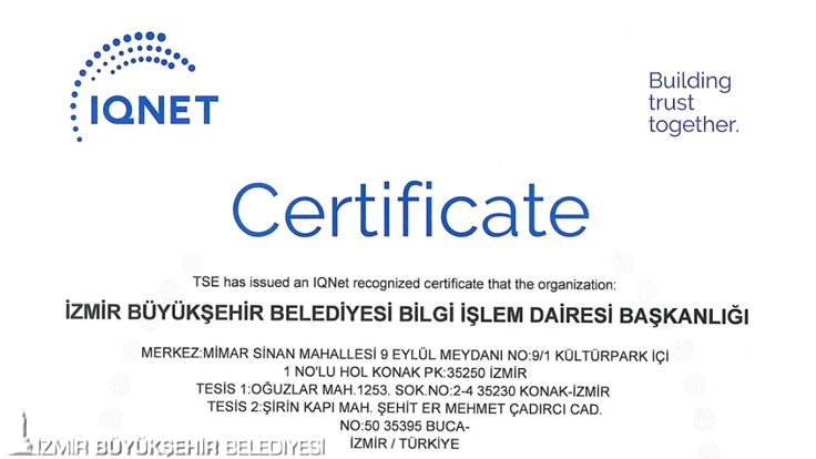 News | Izmir Metropolitan Municipality became the first Metropolitan City having ISO 27701 standard